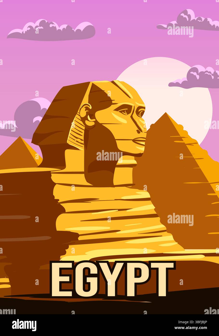 Vintage Poster Ancient Sphinx, Egypt Pharaoh Pyramids. Travel to Egypt ...