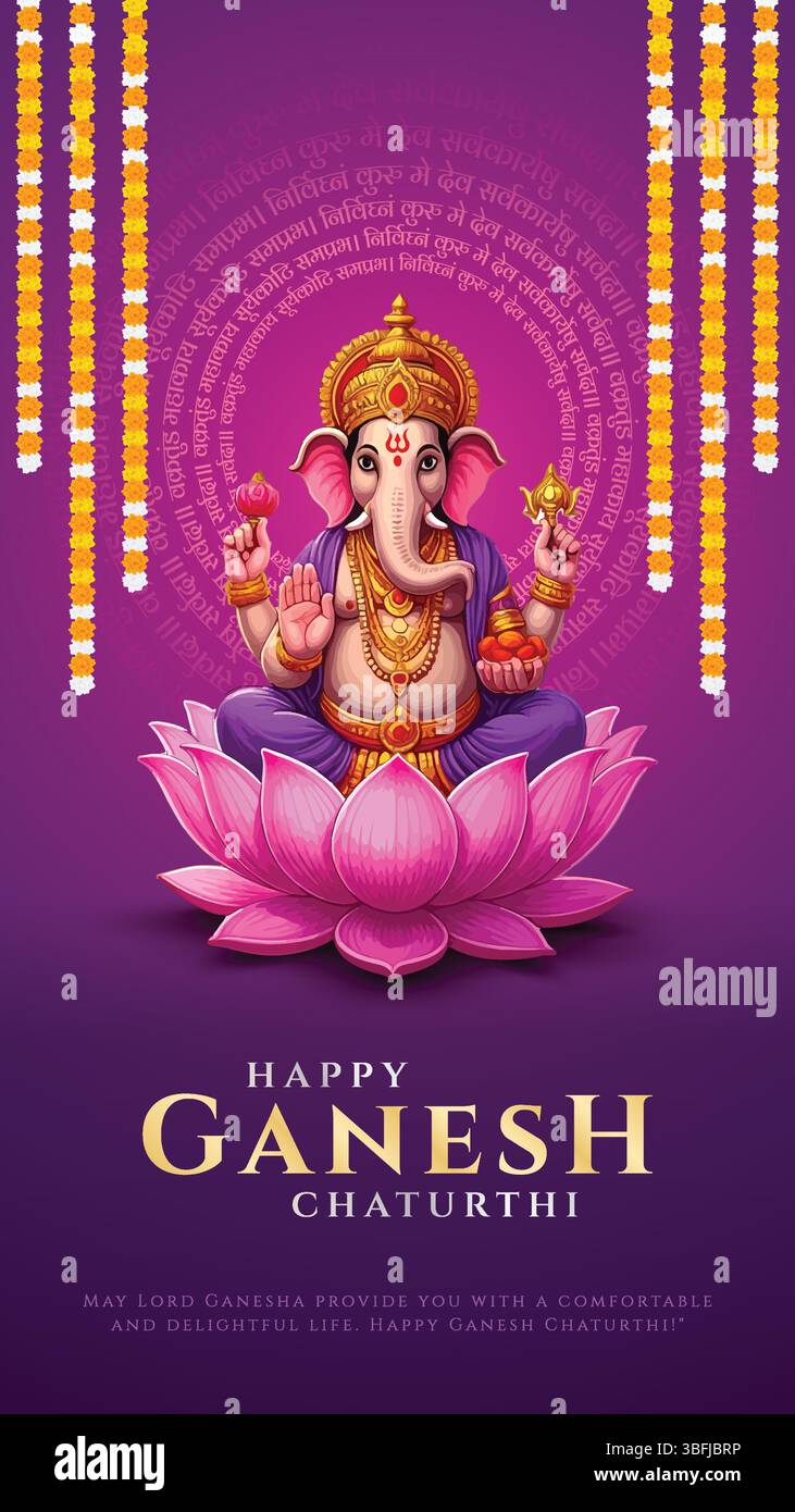 Lord Ganpati on Ganesh Chaturthi background. abstract vector ...