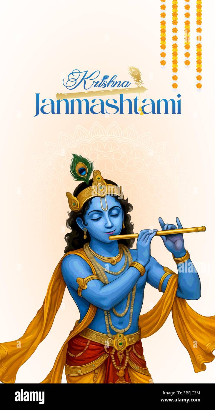 Happy Janmashtami With colorfull abstract Background Vector ...
