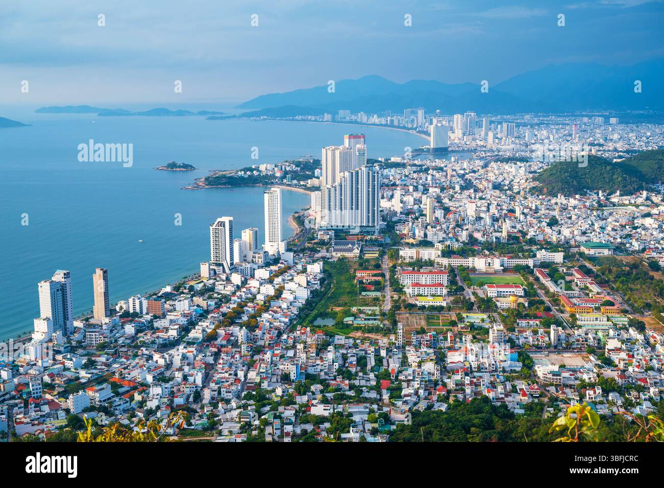 Panorama of Nha Trang city in Vietnam. Panoramic aerial top view of Nha ...