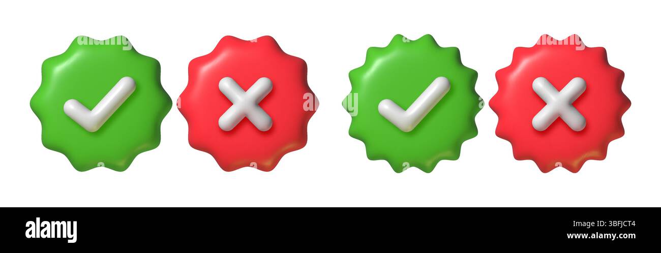 3d buttons of Yes and No. Realistic right and wrong icon Stock Vector ...