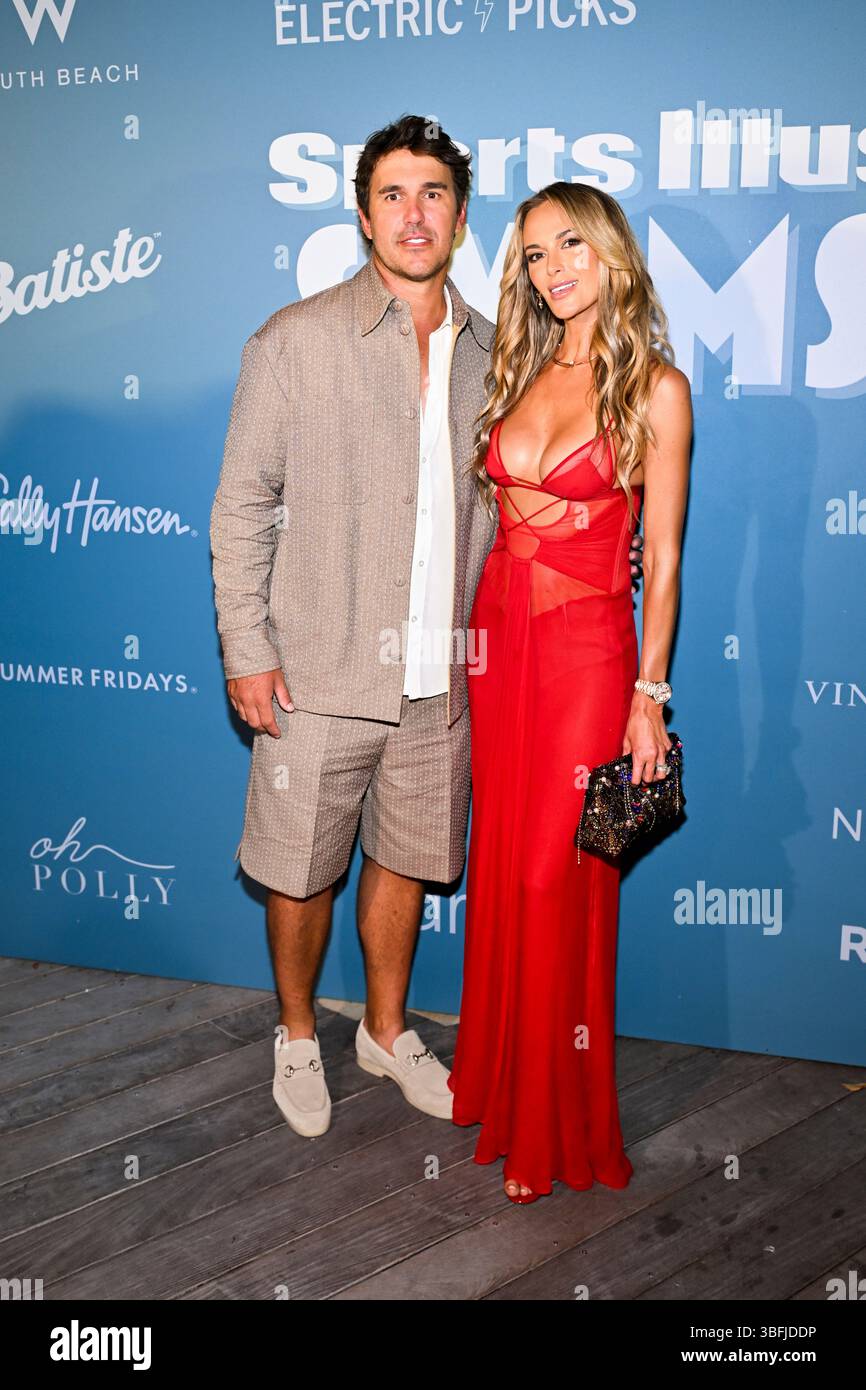 Jena Sims, left, and Brooks Koepka attend the the Sports Illustrated ...