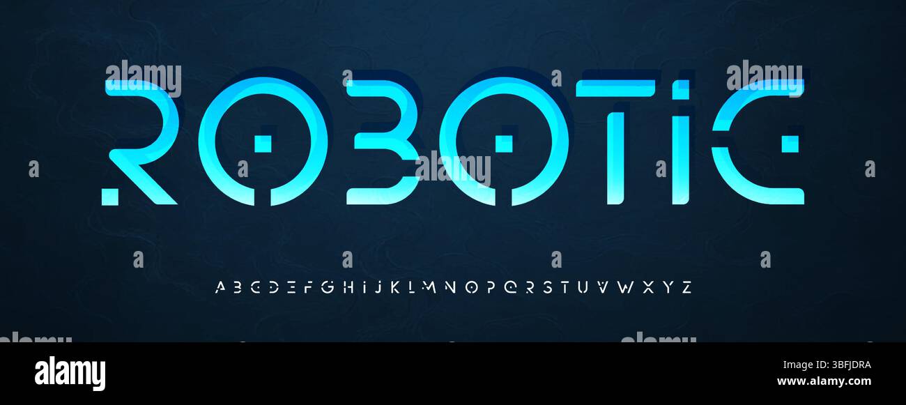 Robotic cyber font, futuristic techno alphabet, geometric sci-fi ...