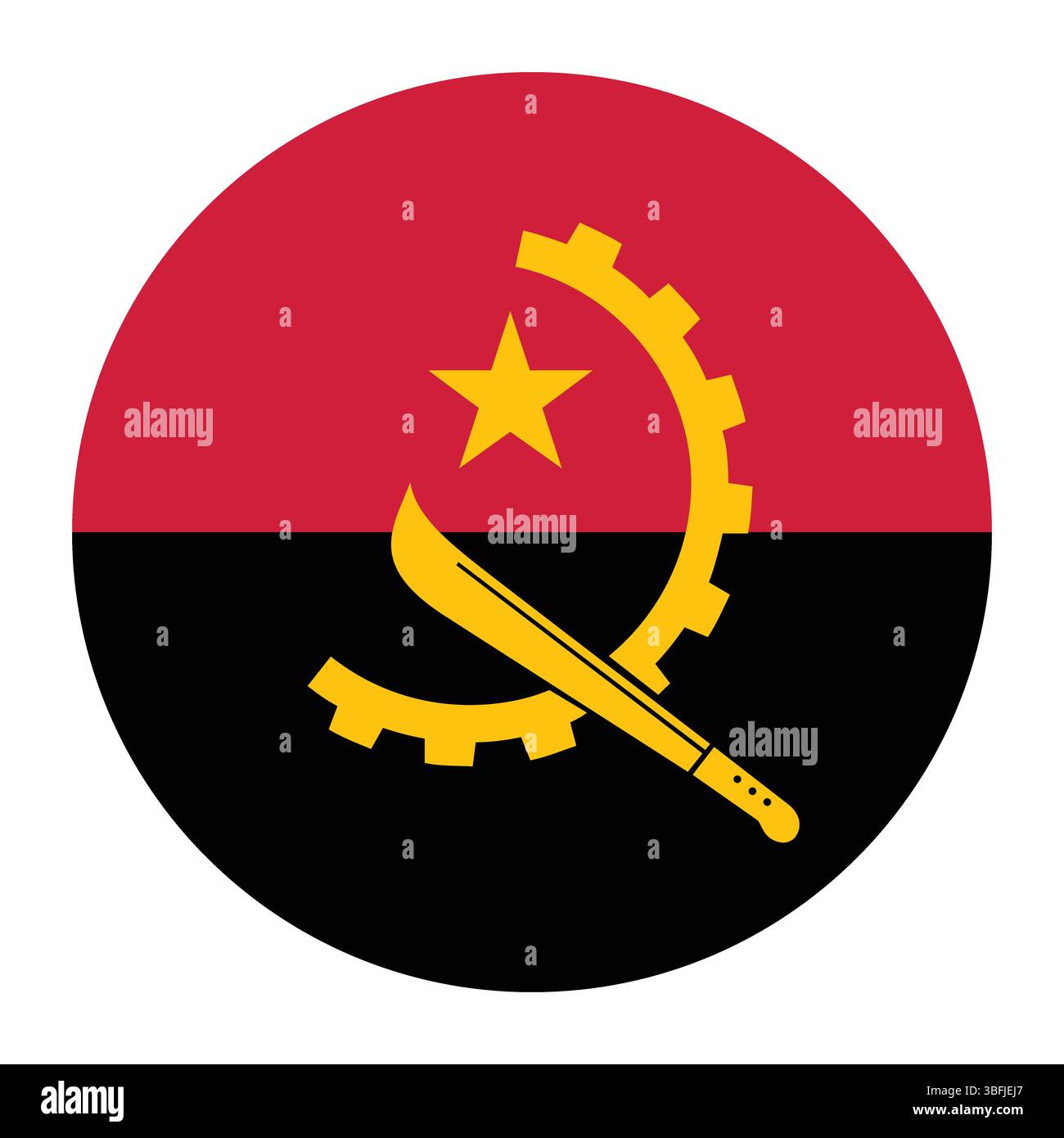 Flag of Angola. Angola button flag icon. Standard color. Circle icon ...