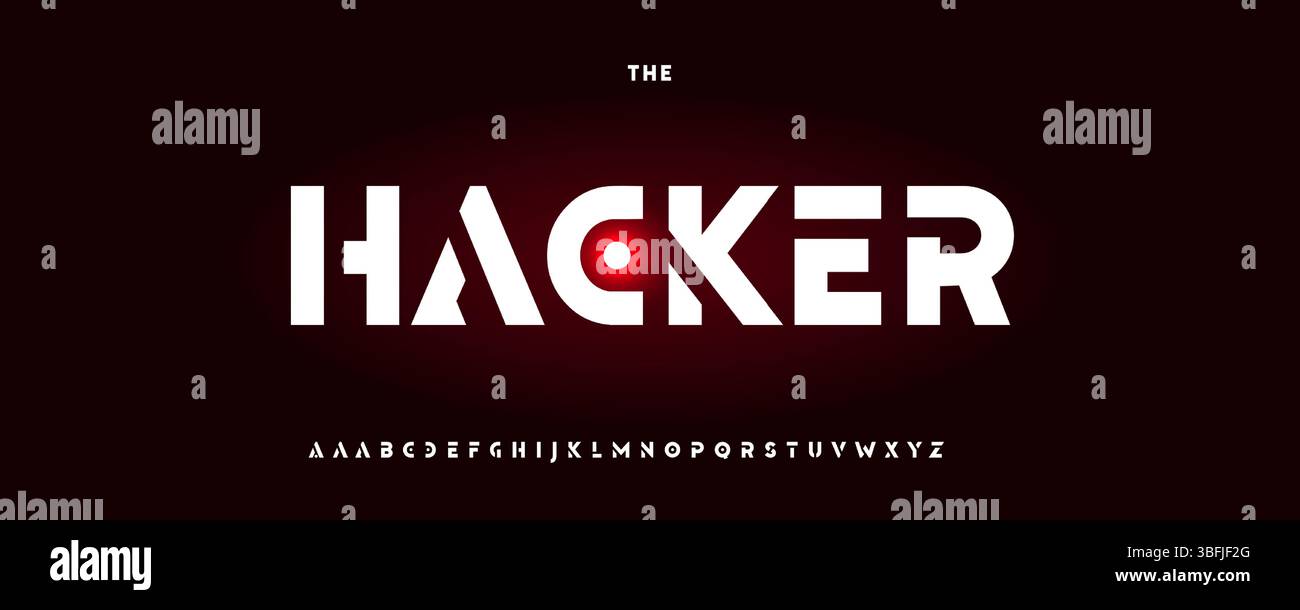 Cyber hacker alphabet, bold techno font, digital fraud sci-fi typeset ...