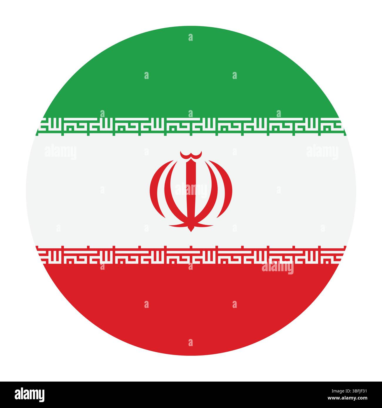 Flag of Iran. Flag icon. Standard color. Circle icon flag. 3d ...
