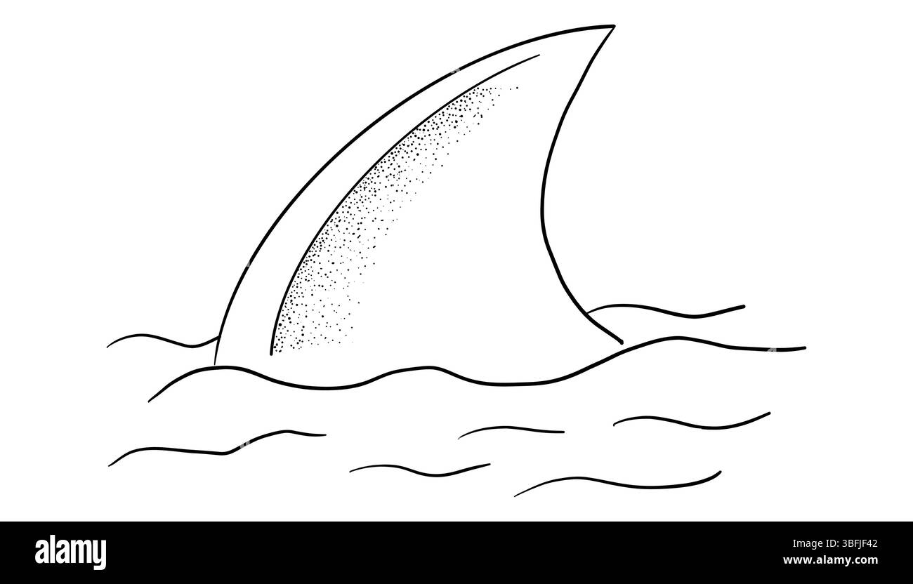Shark fin sketch with water tattoo. Simple line silhouette dolphin or ...