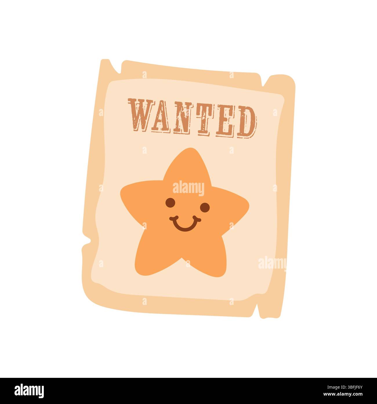Charming illustration of a wanted poster with a smiling star icon ...