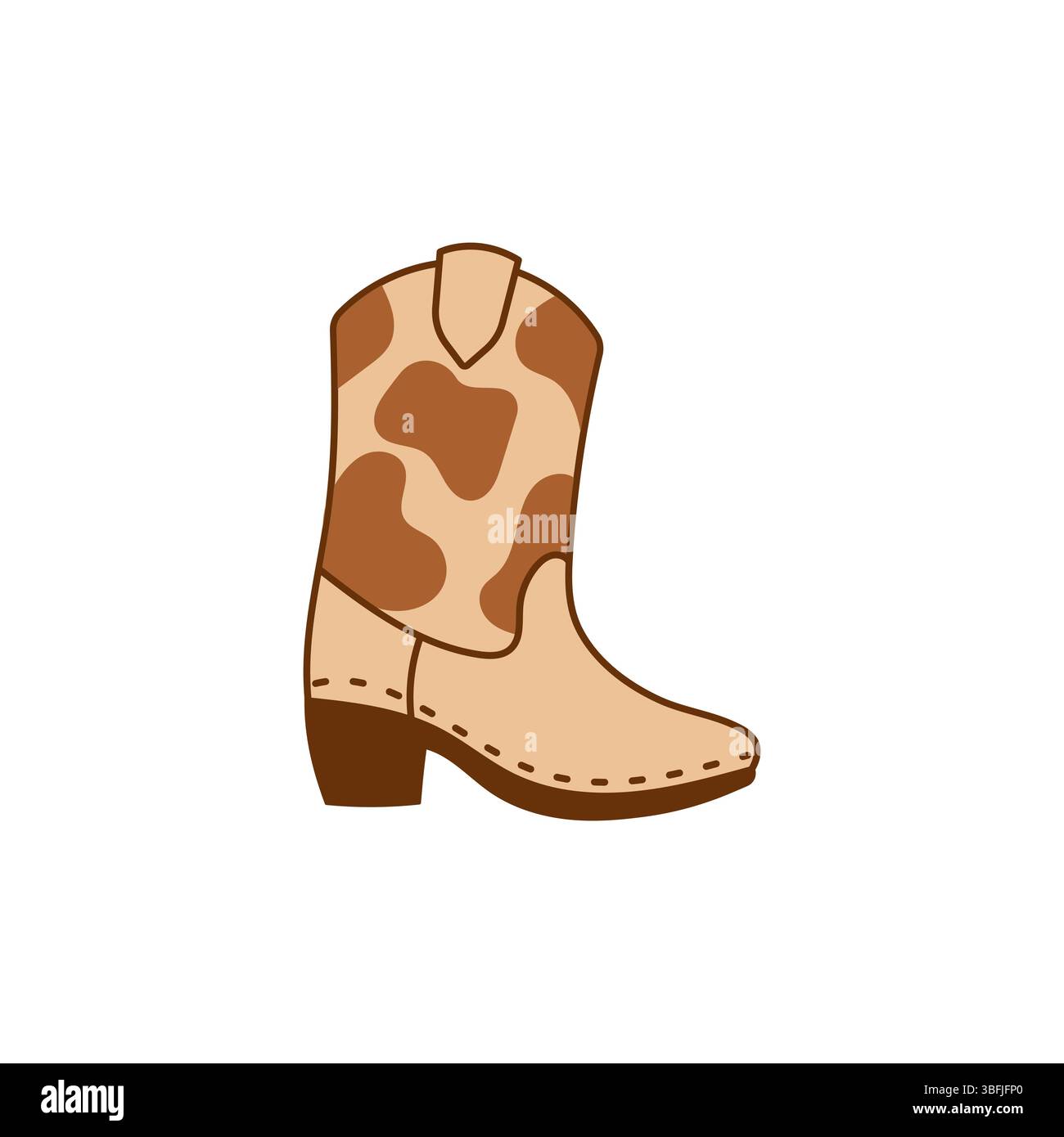 Western cowboy boot with brown cow print motif, perfect for creative ...