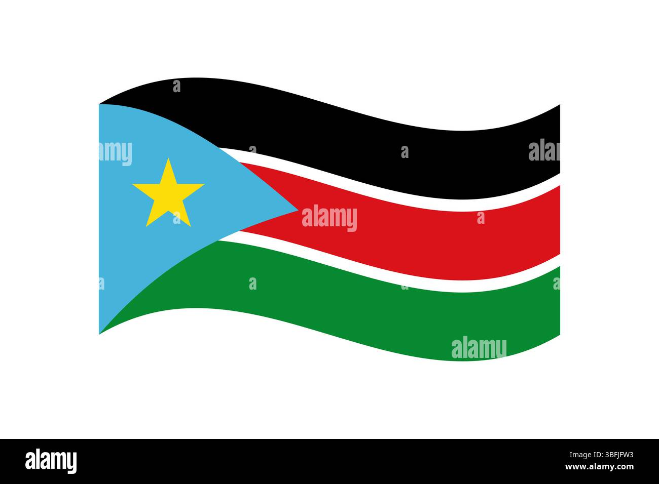 Flag of South Sudan. South Sudan wavy flag digital vector illustration ...