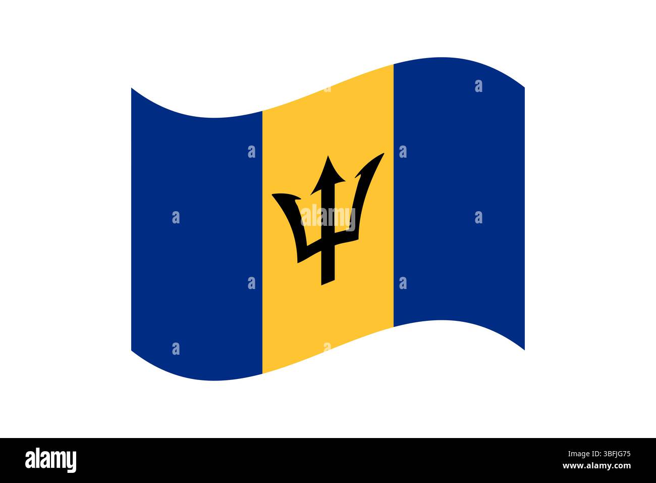 Flag of Barbados. Barbados wavy flag digital vector illustration ...