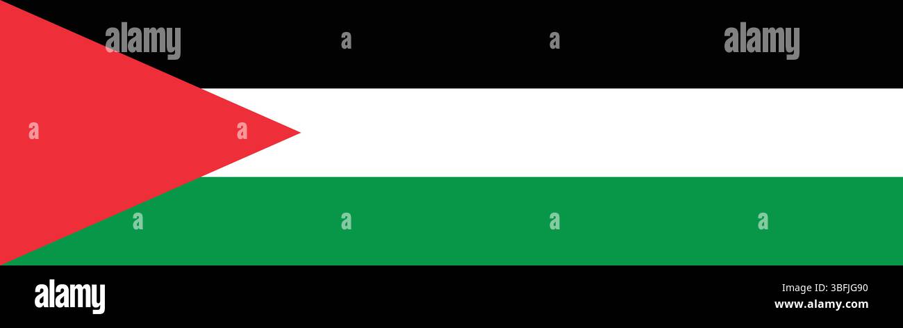 Palestine flag. A long banner. Flag icon. Standard color. A rectangular ...
