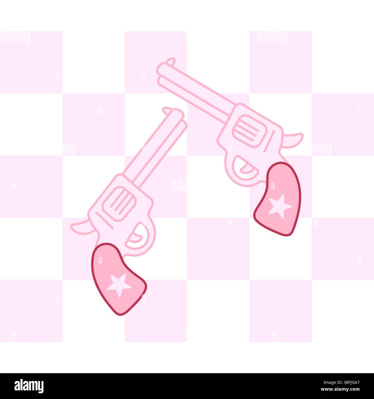 Stylish pink revolver illustration with star detail, perfect for ...