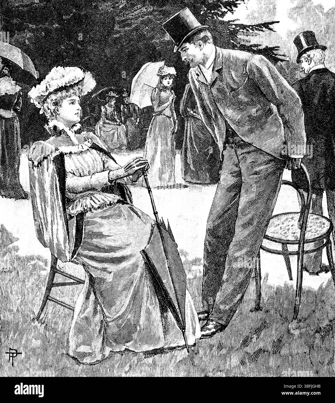 Victorian social events, Wealthy woman in conversation with eligible ...