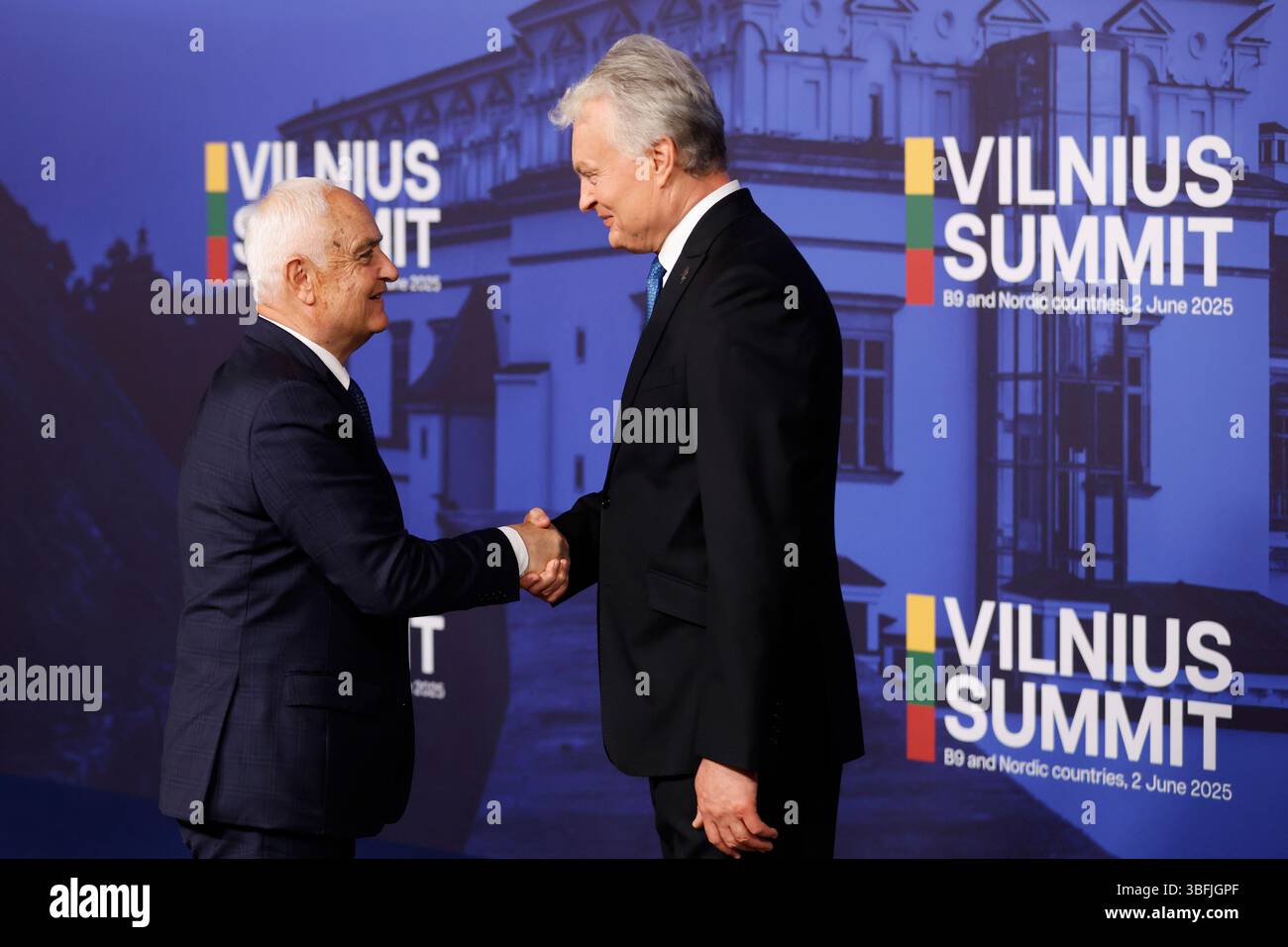 Lithuania's President Gitanas Nauseda, right, welcomes Bulgaria's ...