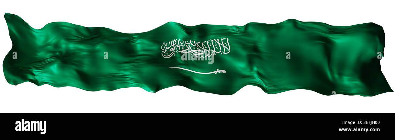 Stylized flag of Saudi Arabia waving in the wind, isolated on white ...