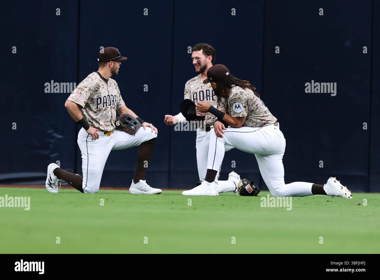 (From left to right) San Diego Padres outfielder's Brandon Lockridge, Jackson Merrill and ...