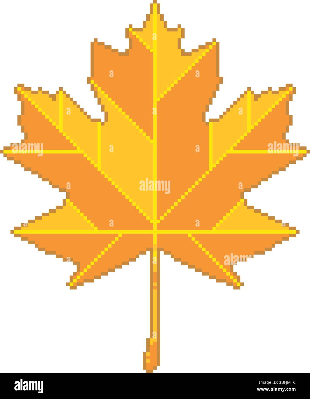 Pixel maple leaf. Autumn vector pixel art, 8 bit yellow maple leaf icon ...