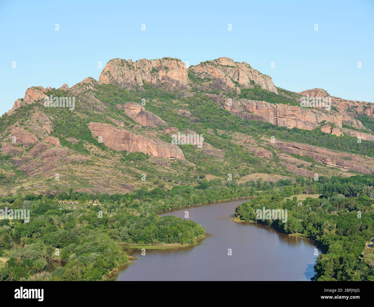 AERIAL VIEW. Arena Lake with the impressive Rock of Roquebrune for ...