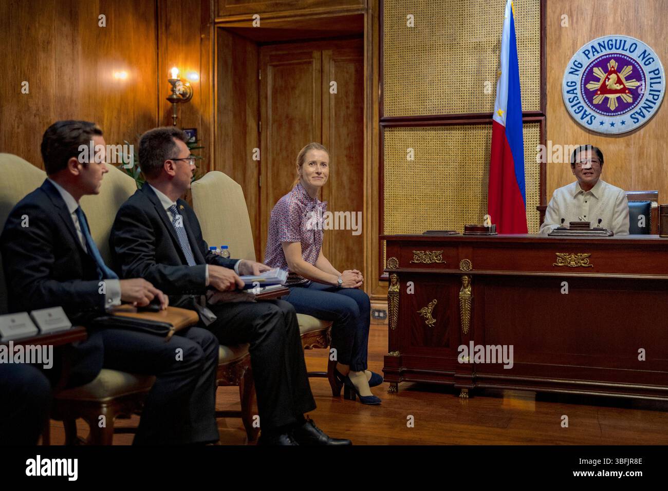 The European Union's foreign policy chief Kaja Kallas, third left ...