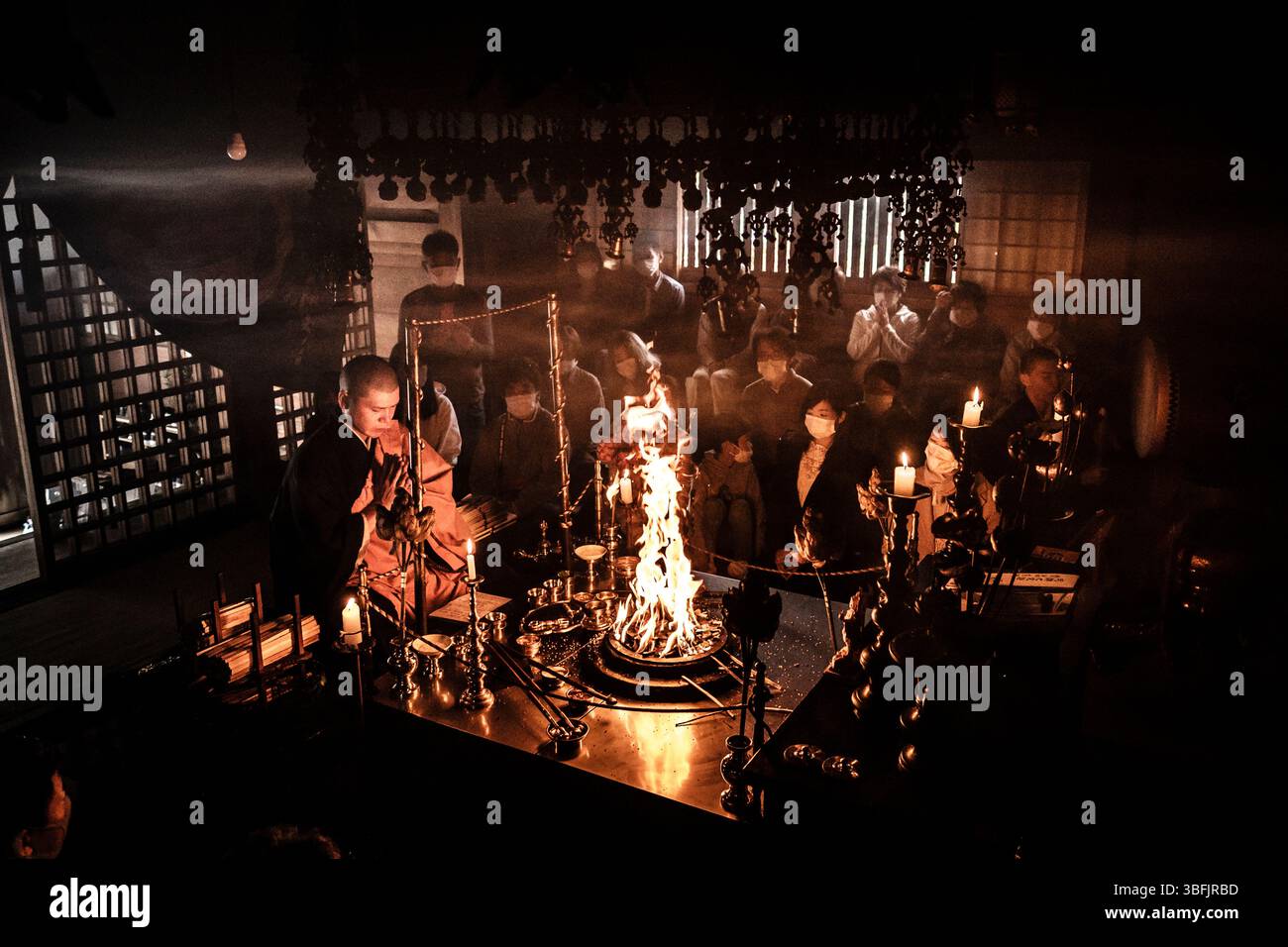 Goma Fire Ceremony in Japanese Buddhist Temple Stock Photo - Alamy