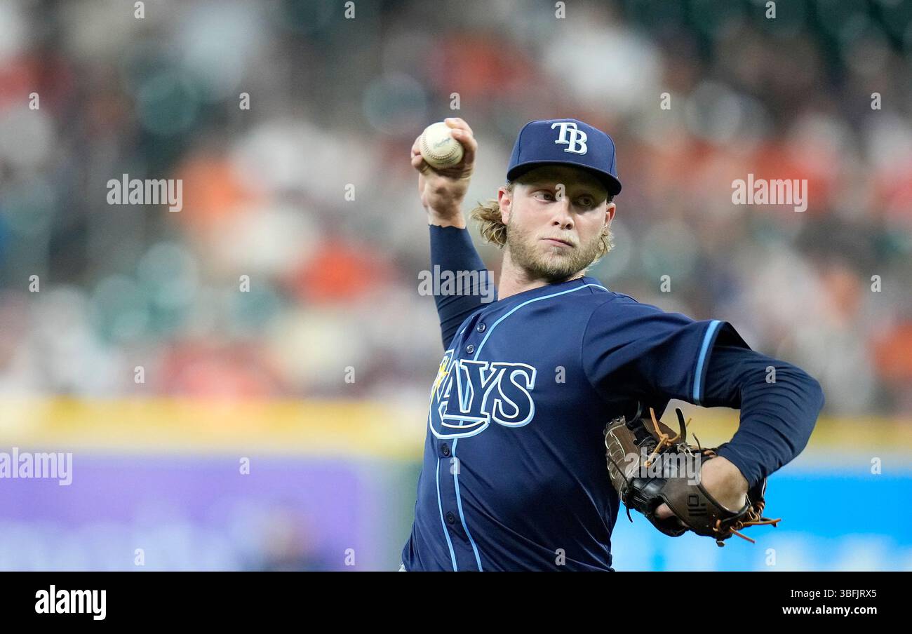 Tampa Bay Rays starting pitcher Shane Baz (11) pitches to Houston ...
