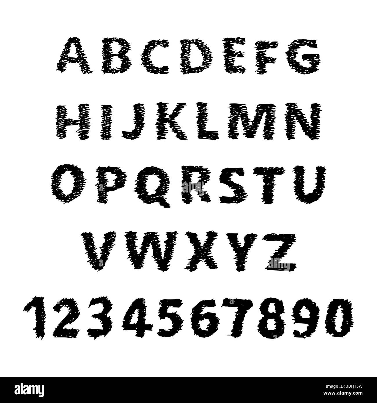 Hand Drawn Latin Alphabet Letters and Numbers. Uppercase modern font ...