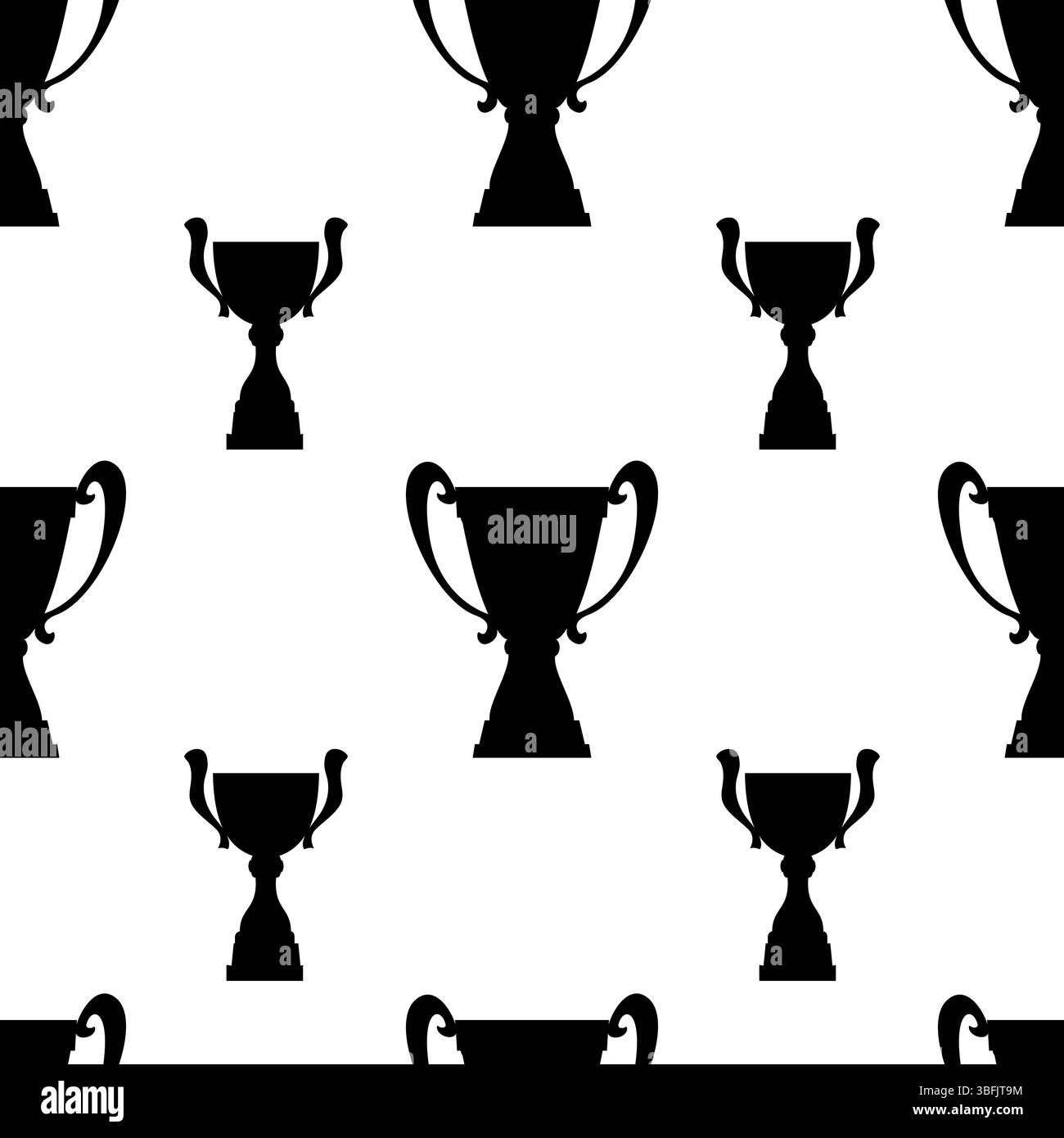 Winner trophy cup seamless pattern. Black simple silhouette texture ...