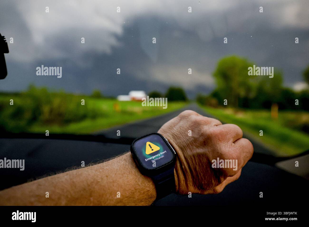 Tornado warned storm cell in Juneau, Wisconsin Stock Photo - Alamy