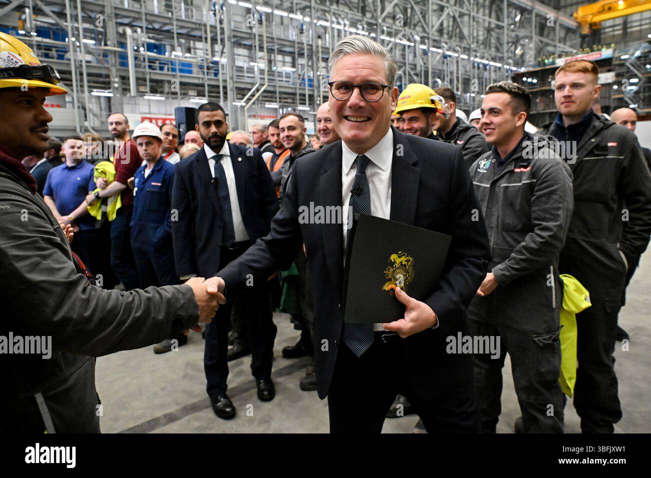 Prime Minister Sir Keir Starmer during a visit to BAE Systems in Govan ...