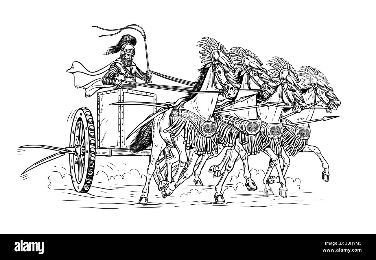 Seleucid Chariot. Historical drawing with ancient warriors Stock Photo ...