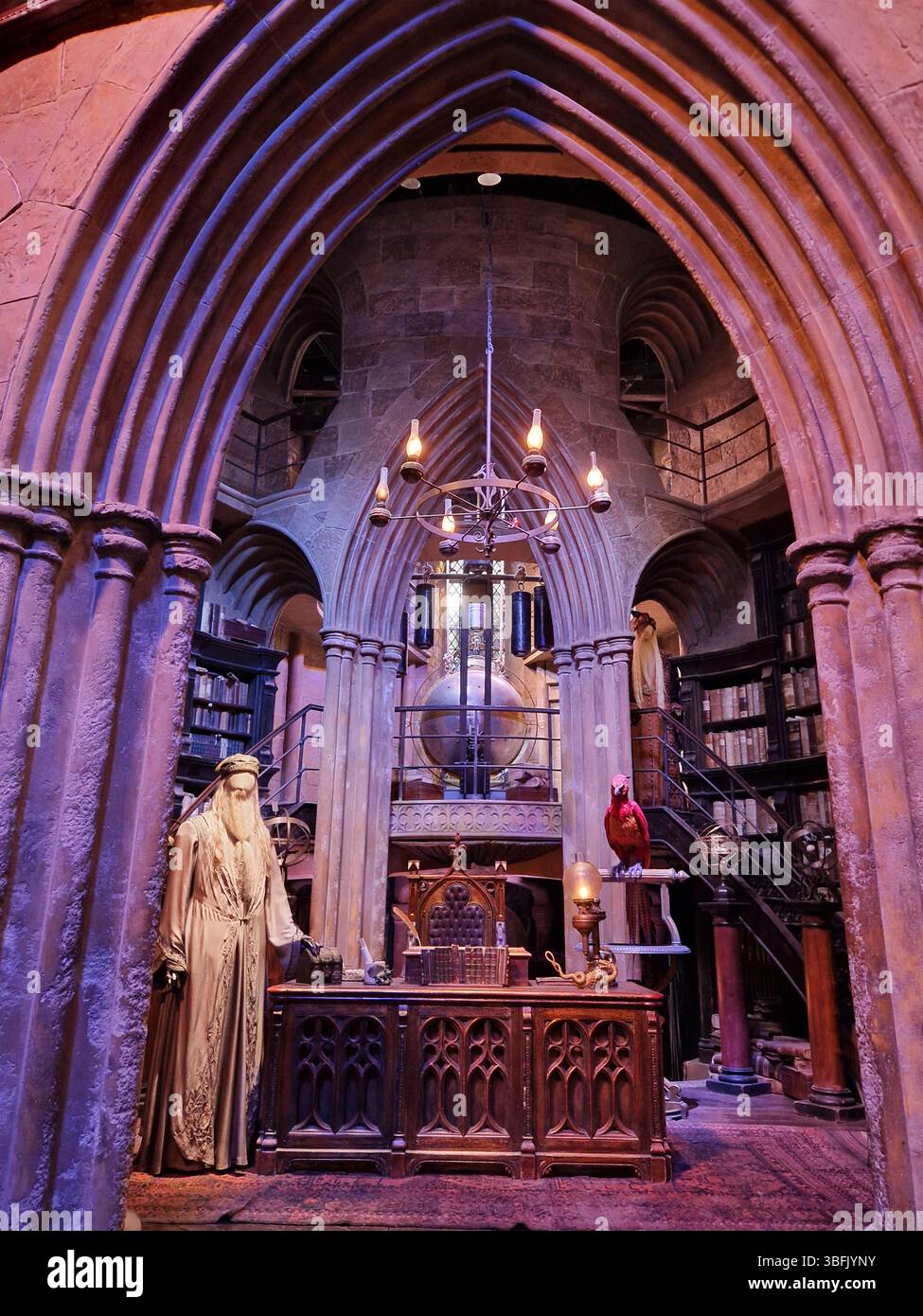 Intricate Gothic Interior Featuring Library, Archways, and Mythical ...