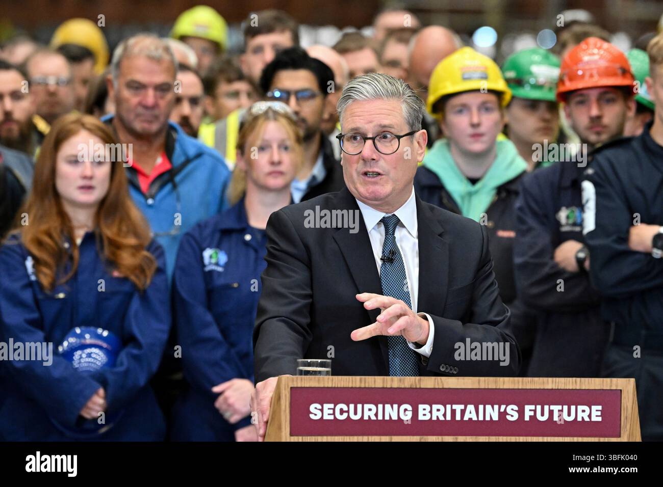 Britain's Prime Minister Keir Starmer delivers his speech during a ...
