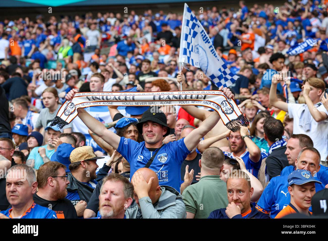 London, UK. 01st June, 2025. Oldham fans in disbelief with Eintracht ...