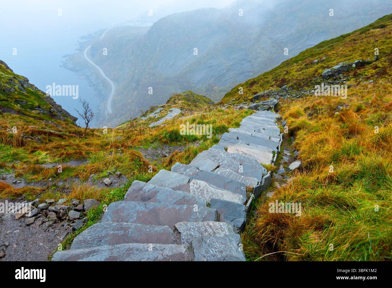 Sherpa Stairs for Reinebringen Hike in Lofoten - Norway Stock Photo - Alamy
