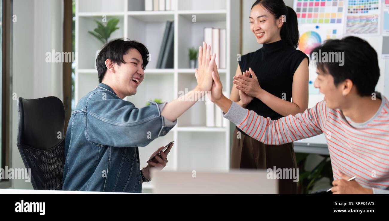 Team Celebration and UX Design Success. Designers celebrating a ...