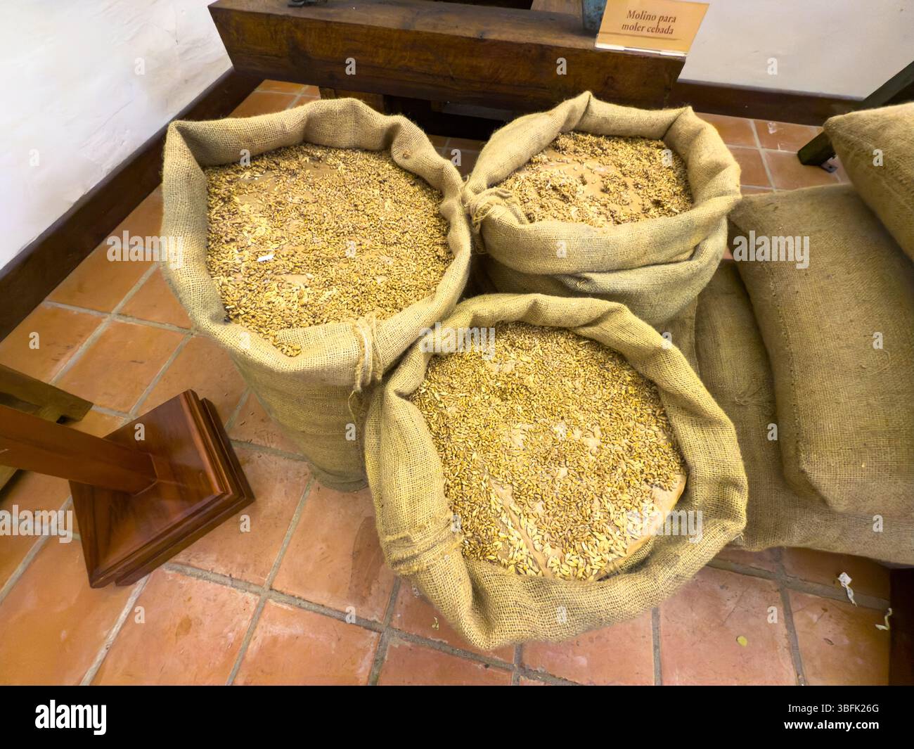 Bags of barley in the Convent of San Francisco, now a museum in Quito ...