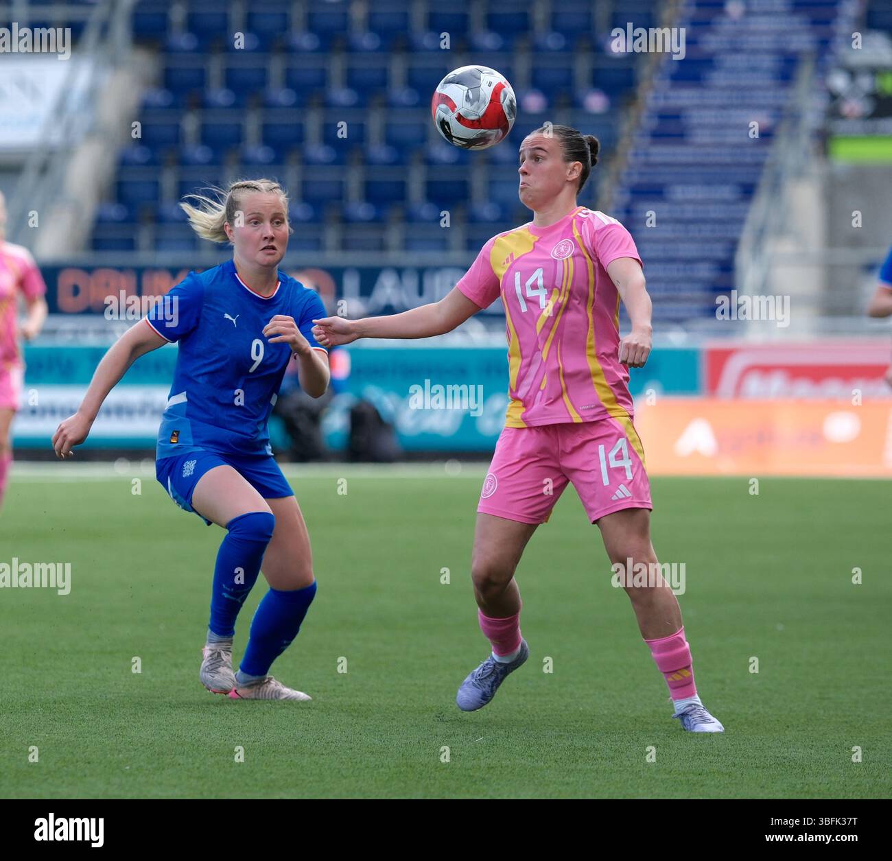 Falkirk, Scotland, May 29th 2025: Maria Gros (Iceland) and Jenna Penman ...