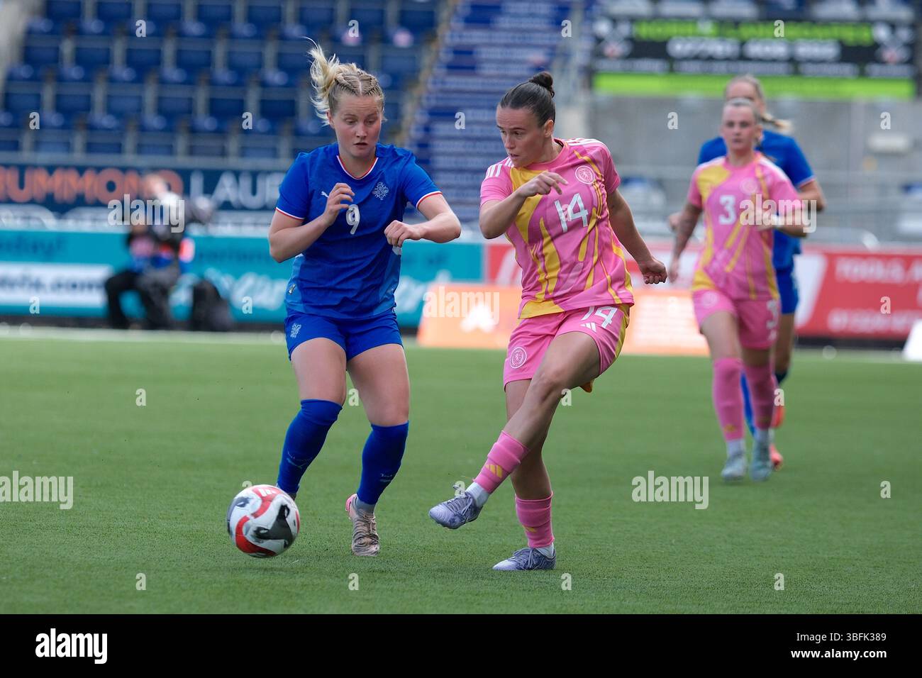 Falkirk, Scotland, May 29th 2025: Maria Gros (Iceland) and Jenna Penman ...