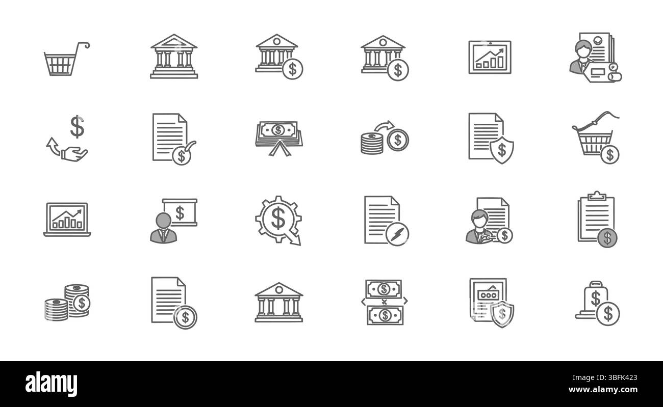 Banking Icon Set – Finance, Money, Transactions, and Security Symbols ...