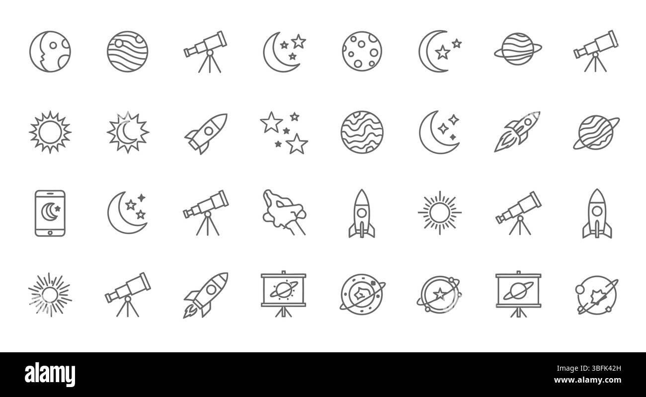 Astronomy Icon Set – Space, Planets, Stars, and Celestial Symbols Stock Vector Image & Art - Alamy