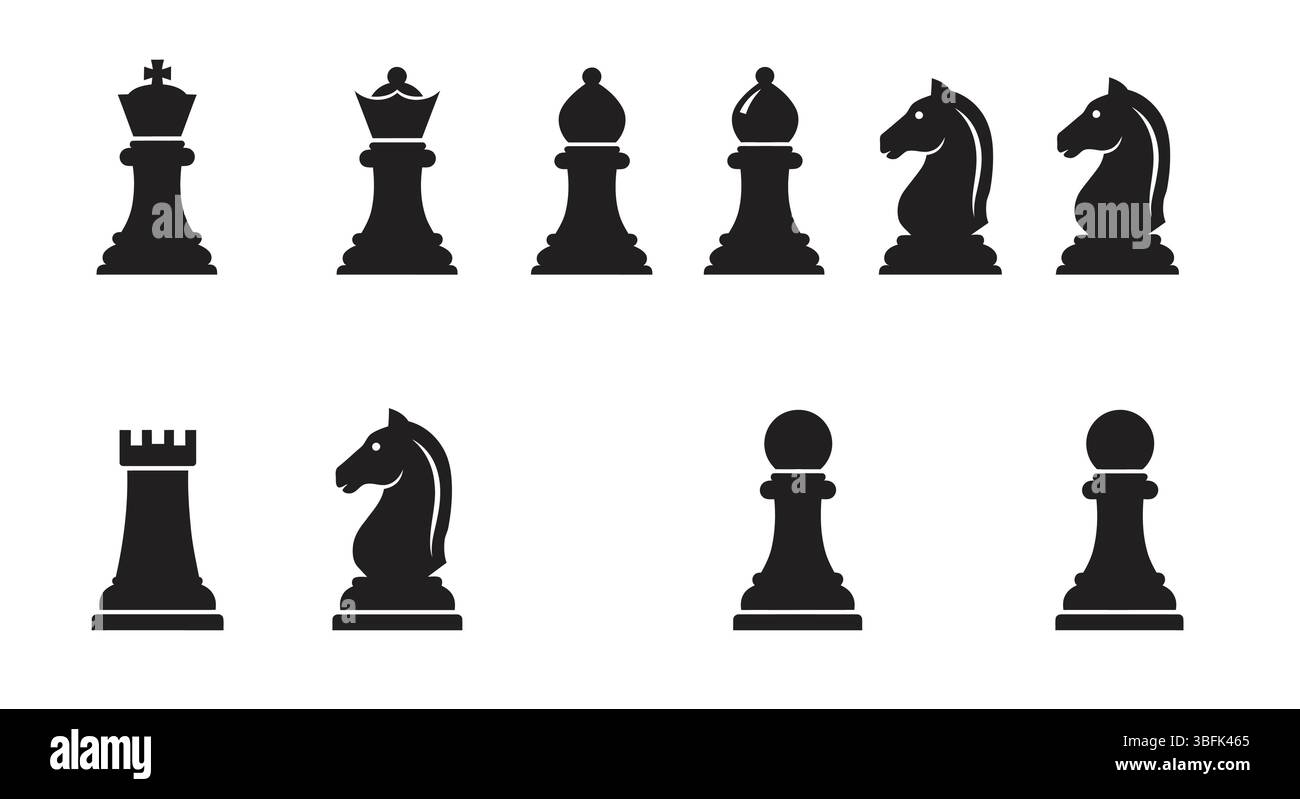 Chess Icon Set – Board Game, Strategy, King, and Pieces Symbols Stock ...