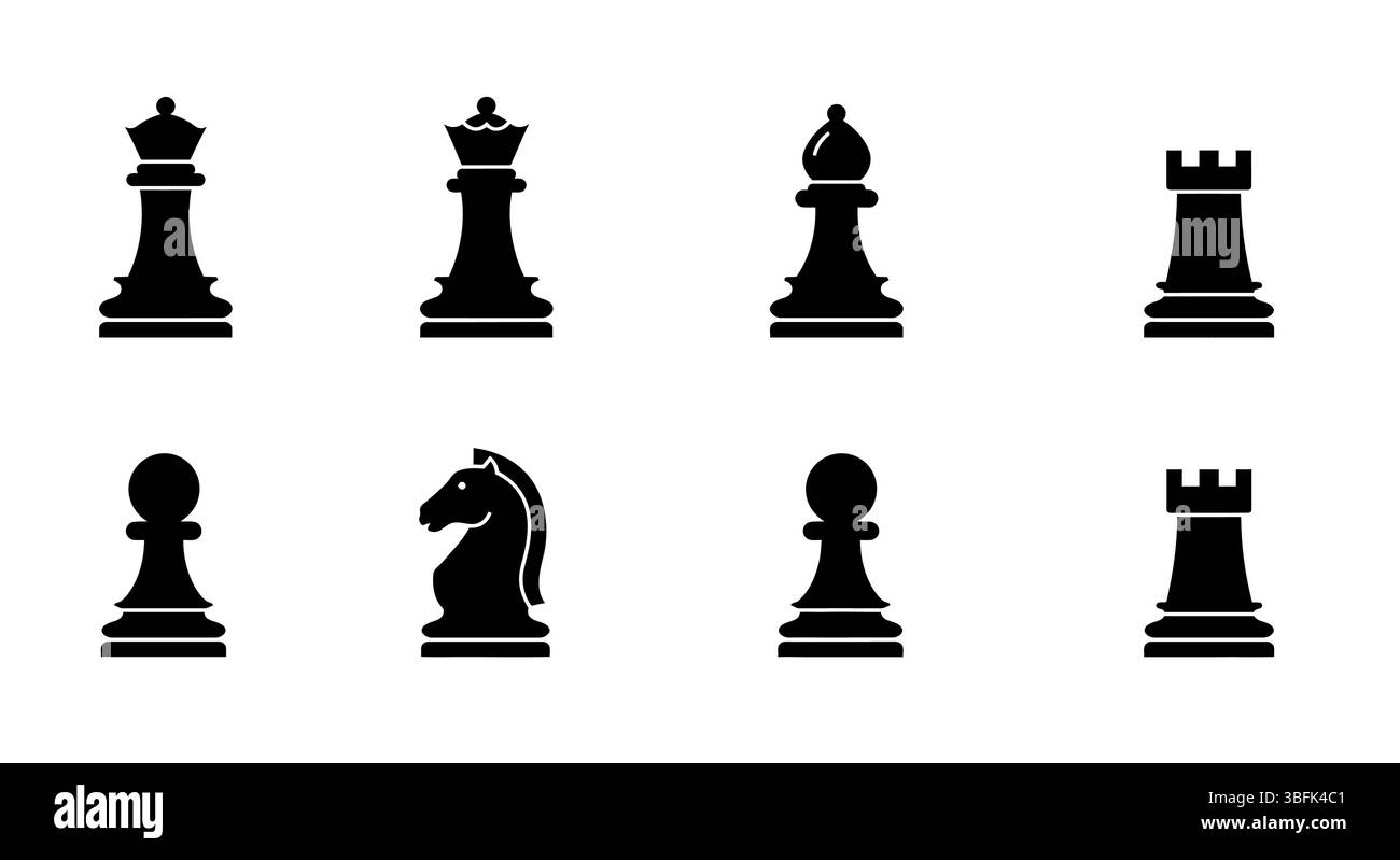 Chess Icon Set – Board Game, Strategy, King, and Pieces Symbols Stock ...