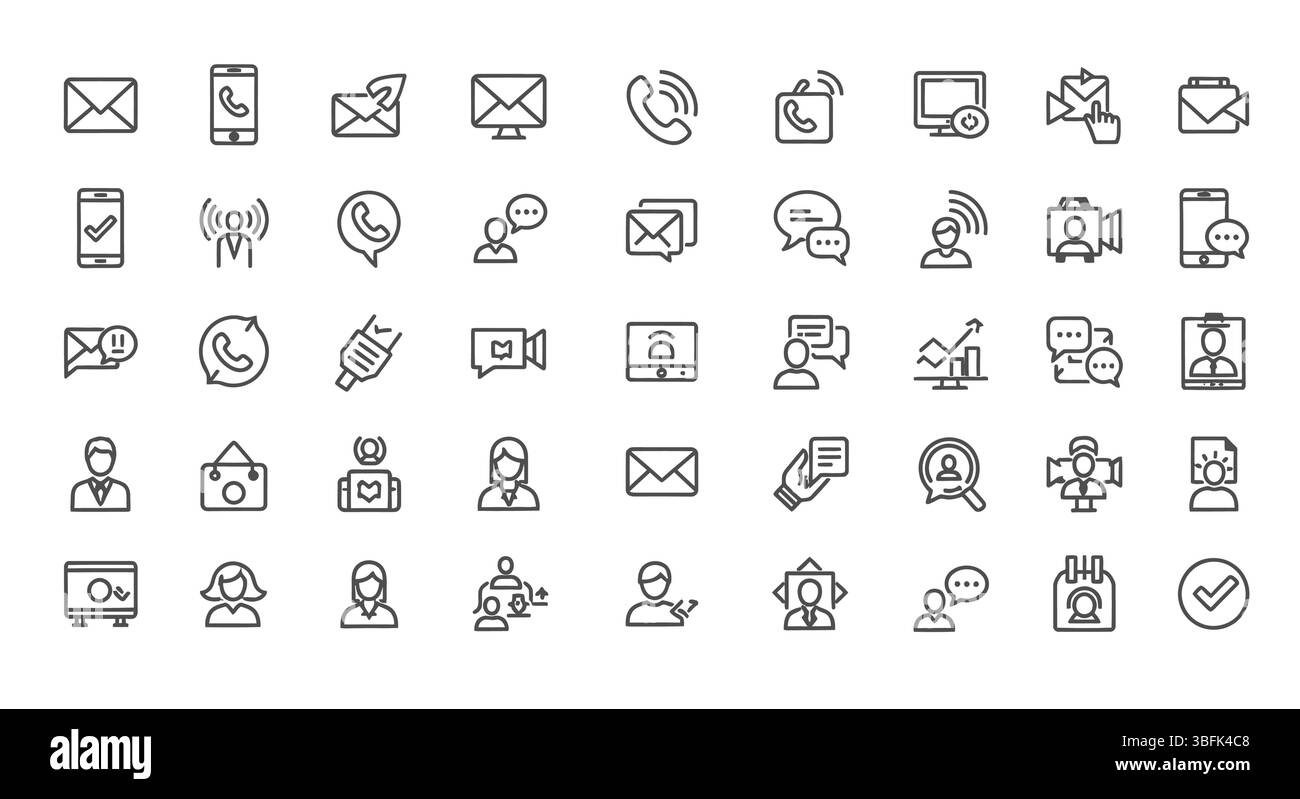 Communication Icon Set – Chat, Message, Call, and Connection Symbols ...