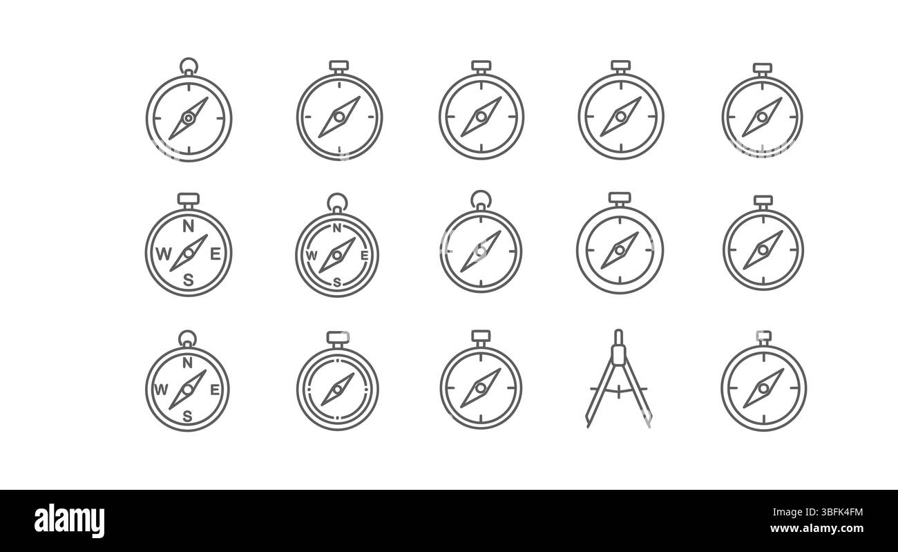 Compass Icon Set – Navigation, Direction, Travel, and Exploration ...