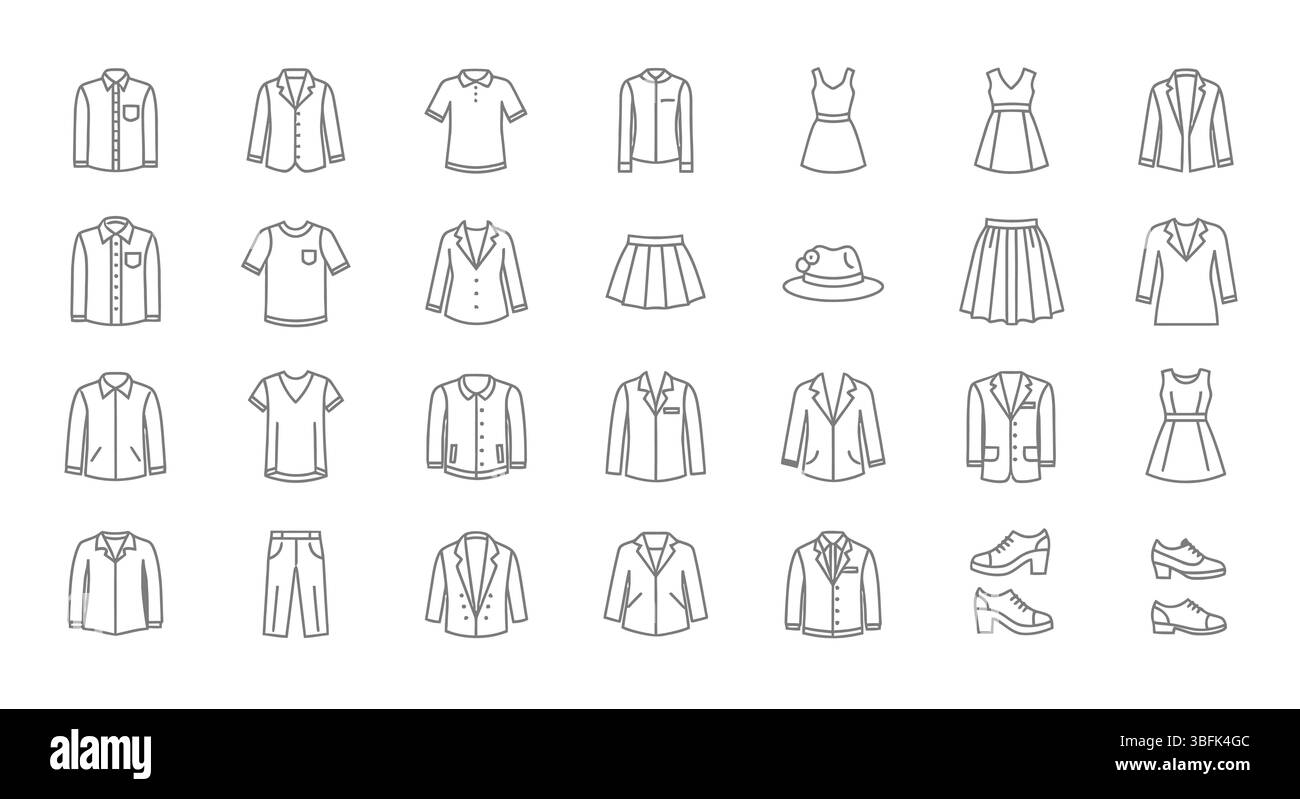 Clothing Icon Set – Apparel, Fashion, Wardrobe, and Textile Symbols ...