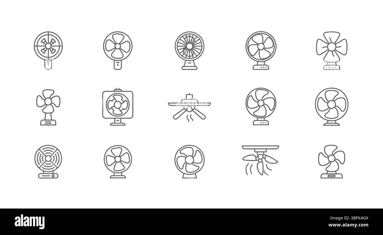 Fan Icon Set – Cooling, Airflow, Ventilation, and Appliance Symbols ...