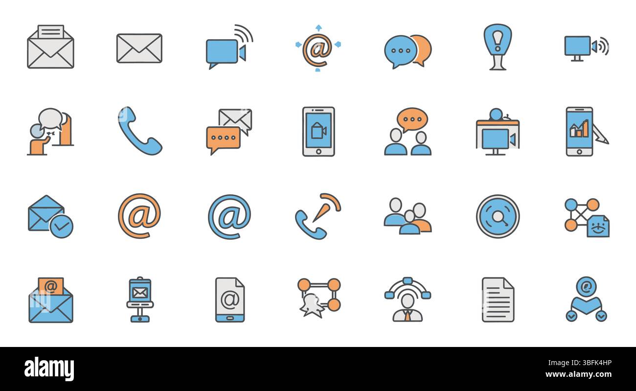 Digital Communication Icon Set – Messaging, Chat, Email, and Online ...