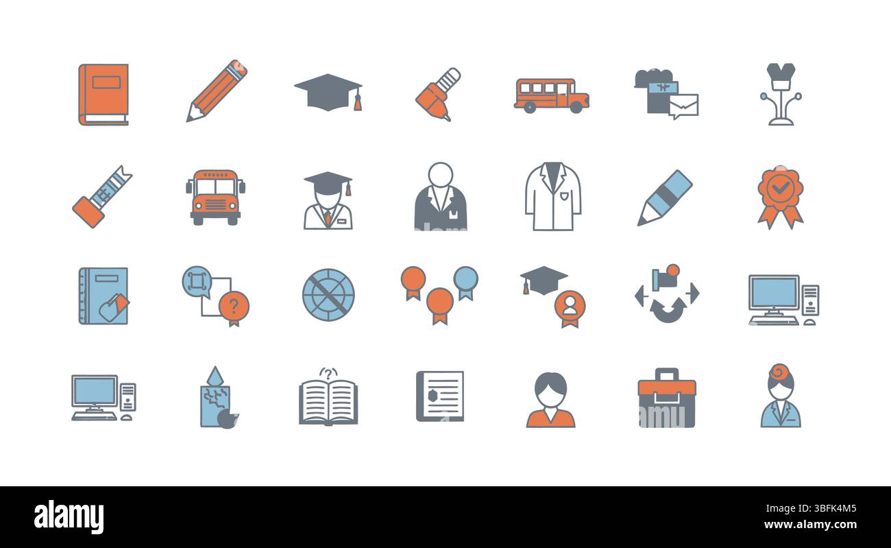 Education Icon Set – Learning, Teaching, School, and Academic Symbols ...