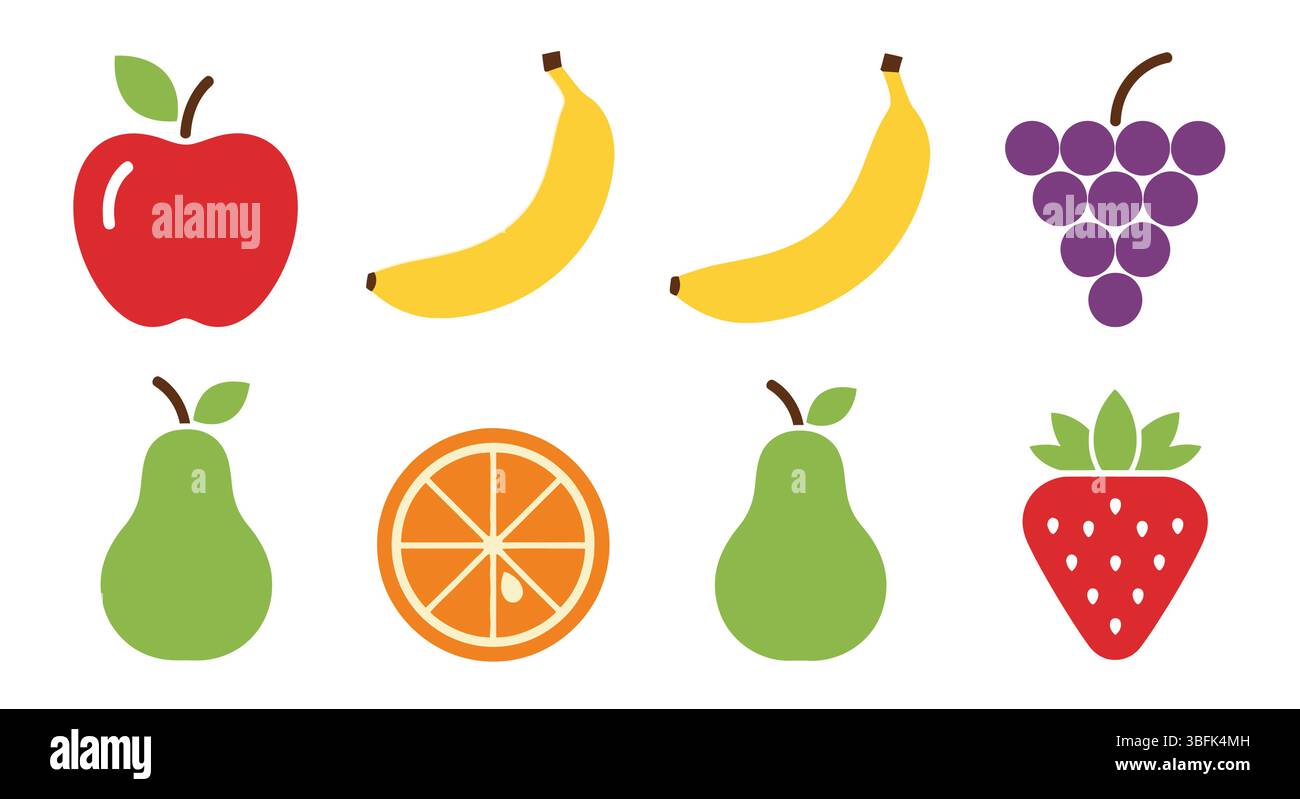 Fruit Icon Set – Fresh, Healthy, Organic, and Natural Food Symbols ...
